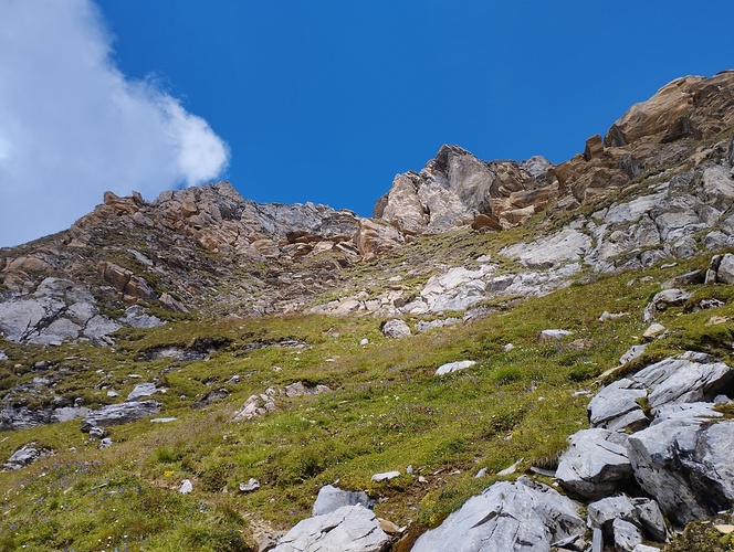 Rückblick in die steile Südflanke - Fotos [hikr.org]