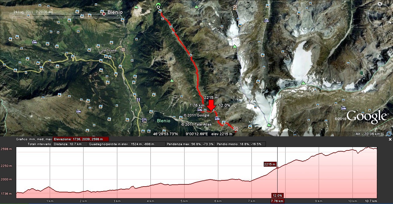 Il percorso si snoda in km 21,40 con un dislivello totale... [hikr.org]